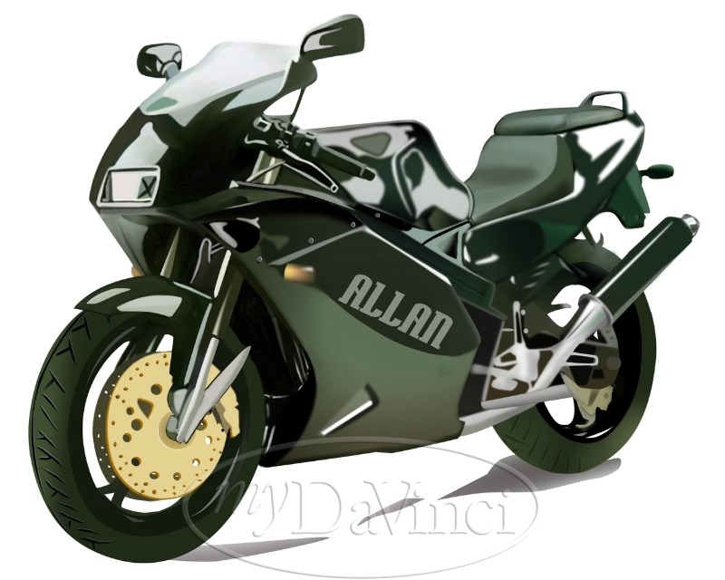 Green Motorcycle Green Motorcycle Pop Art Print with Custom Text