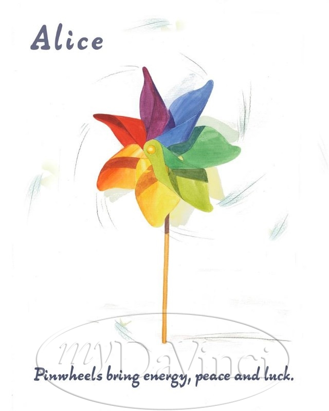 Rainbow Pinwheel - Watercolor Print with Custom Text