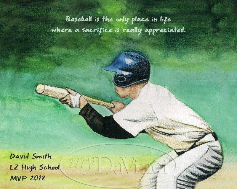 Personalized Baseball Boy Watercolor Print with Text