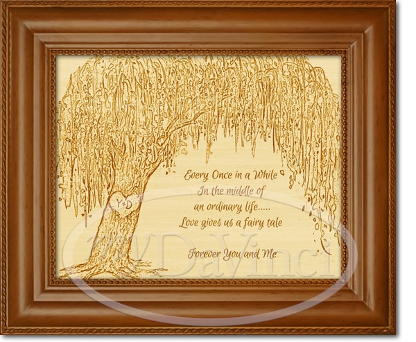 Framed Wood Engraved Willow Tree with Custom Text for Anniversary or ...