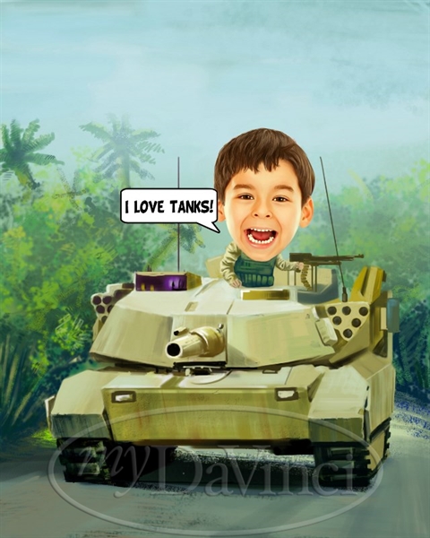 Tank Driver Caricature from Photo