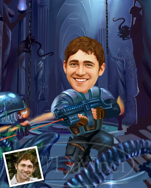 Aliens Fighter Caricature from Photo
