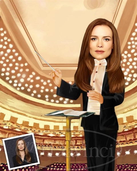 Conductor Girl Caricature from Photo