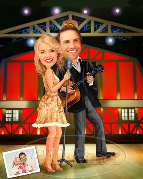 Rock Star Musician Couple Caricature from Photos