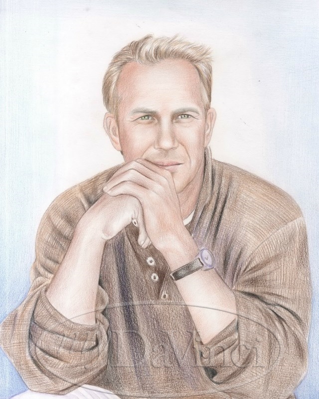 Print of Colored Pencil Portrait of Kevin Costner