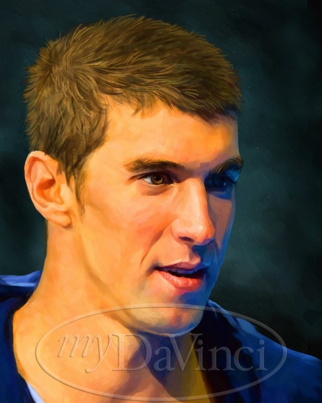Michael Phelps Oil Painting Giclee