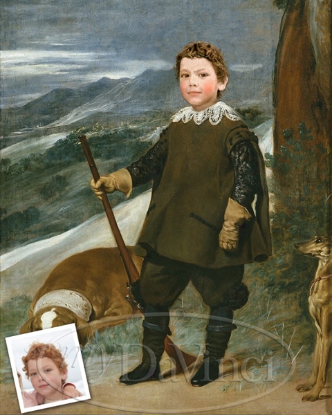 Custom Renaissance Portrait Little Prince Baltasar with the Hunting Dog ...
