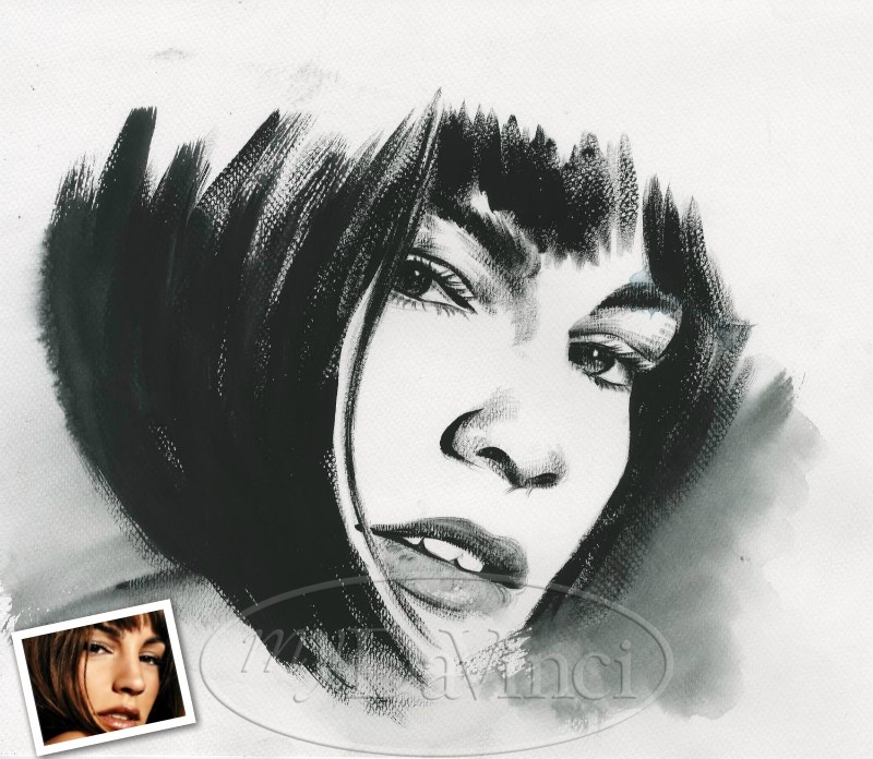 Hand Painted Ink Rendering Portraits from Photos
